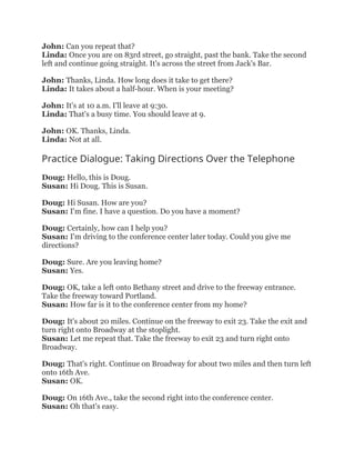 How to ask and giver directions dialogues | DOCX
