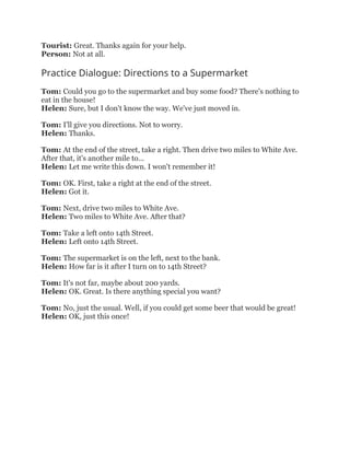 How to ask and giver directions dialogues | PDF | Free Download