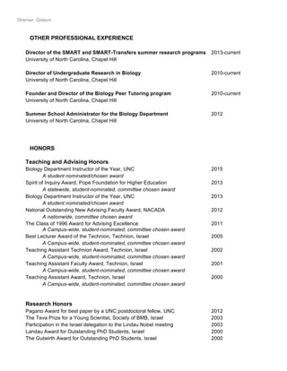 Shemer CV 2015 teaching | PDF | College Education | Education