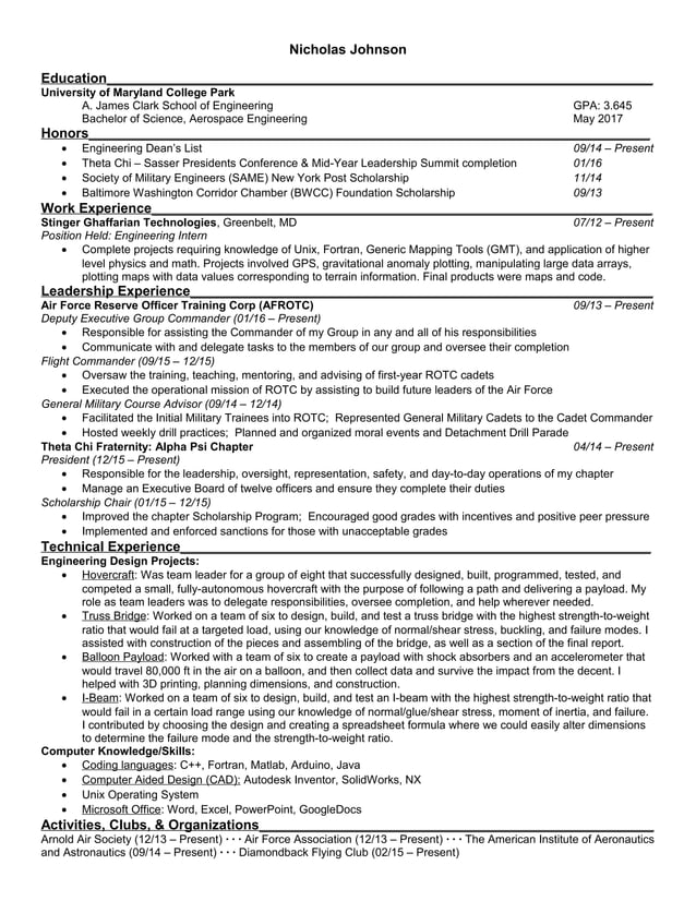Nicholas Johnson Resume | DOC | College Education | Education