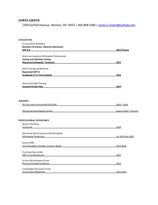 James Green Curriculum Vitae | PDF