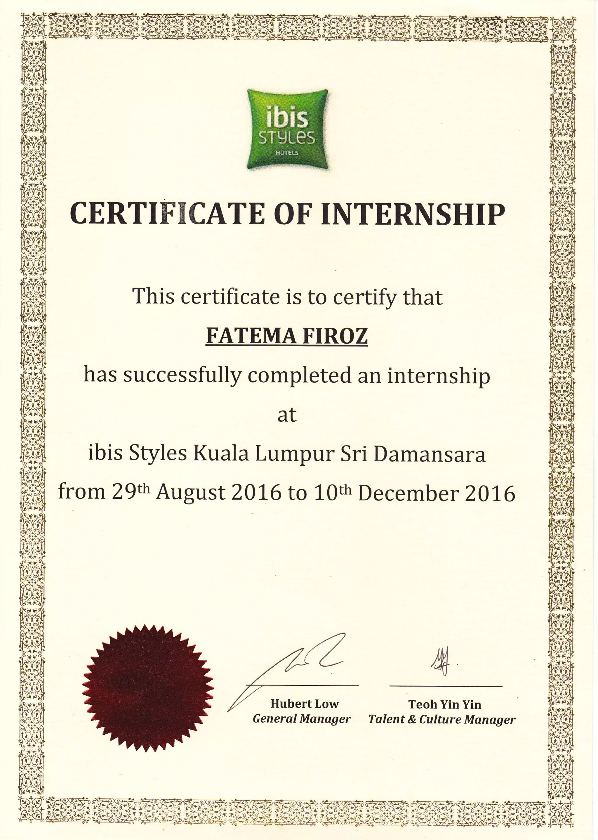 INTERNSHIP CERT 2 | PDF