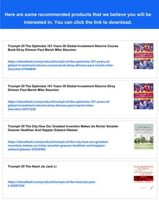 Triumph Of The Optimists Elroy Dimson Paul Marsh Mike Staunton | PDF