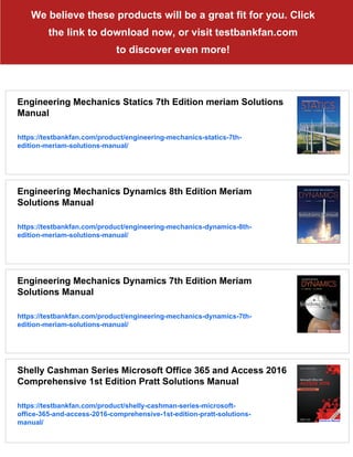 Engineering Mechanics Statics 8th Edition meriam Solutions Manual | PDF