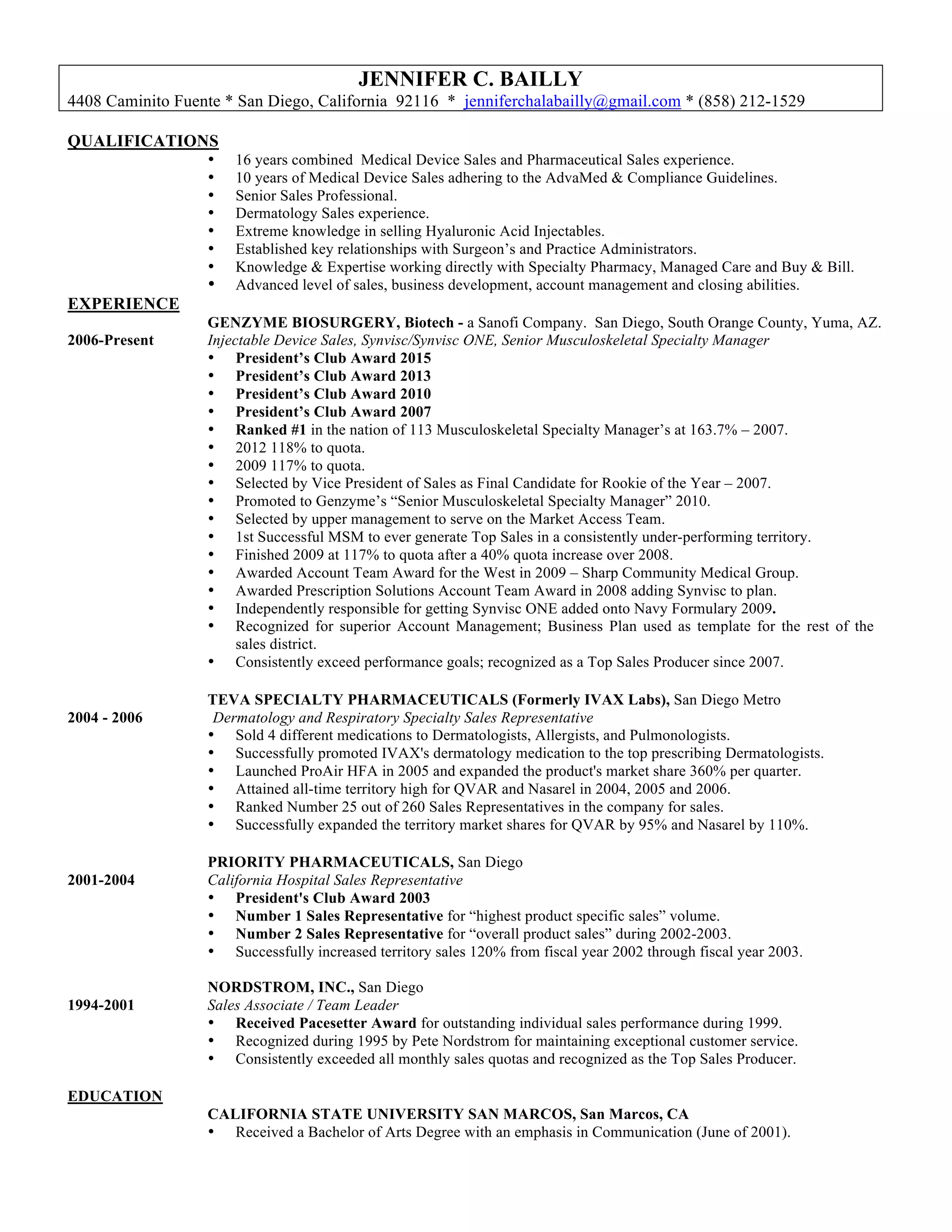 Jennifer Bailly Resume | PDF