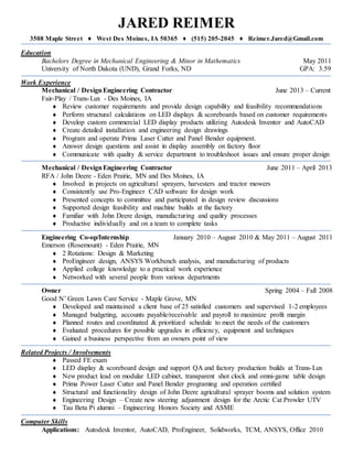 Jared Reimer Resume | DOCX