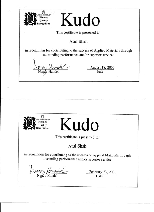 Applied Material_ Certificate of Appreciation | PDF