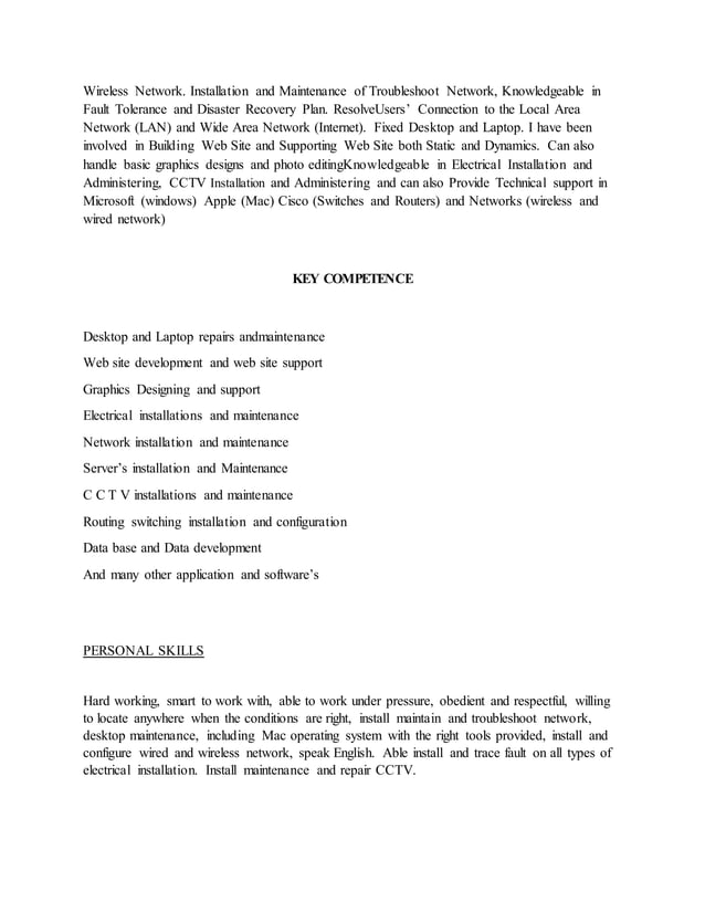 C V-1 | DOCX | Computer Networking | Computing