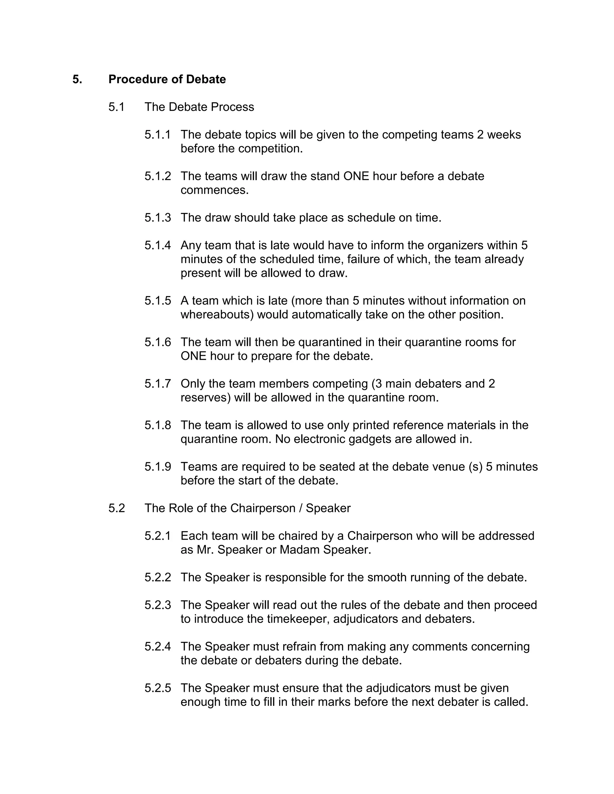717 debate rules guideline | PDF