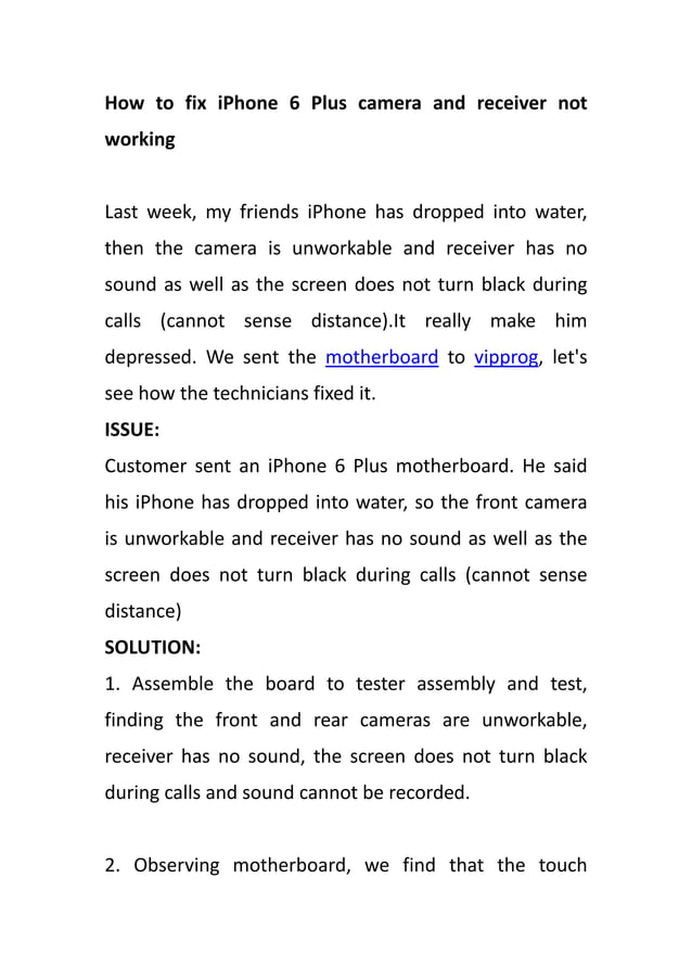 How to Fix iphone 6 Plus camera and receiver not working | PDF