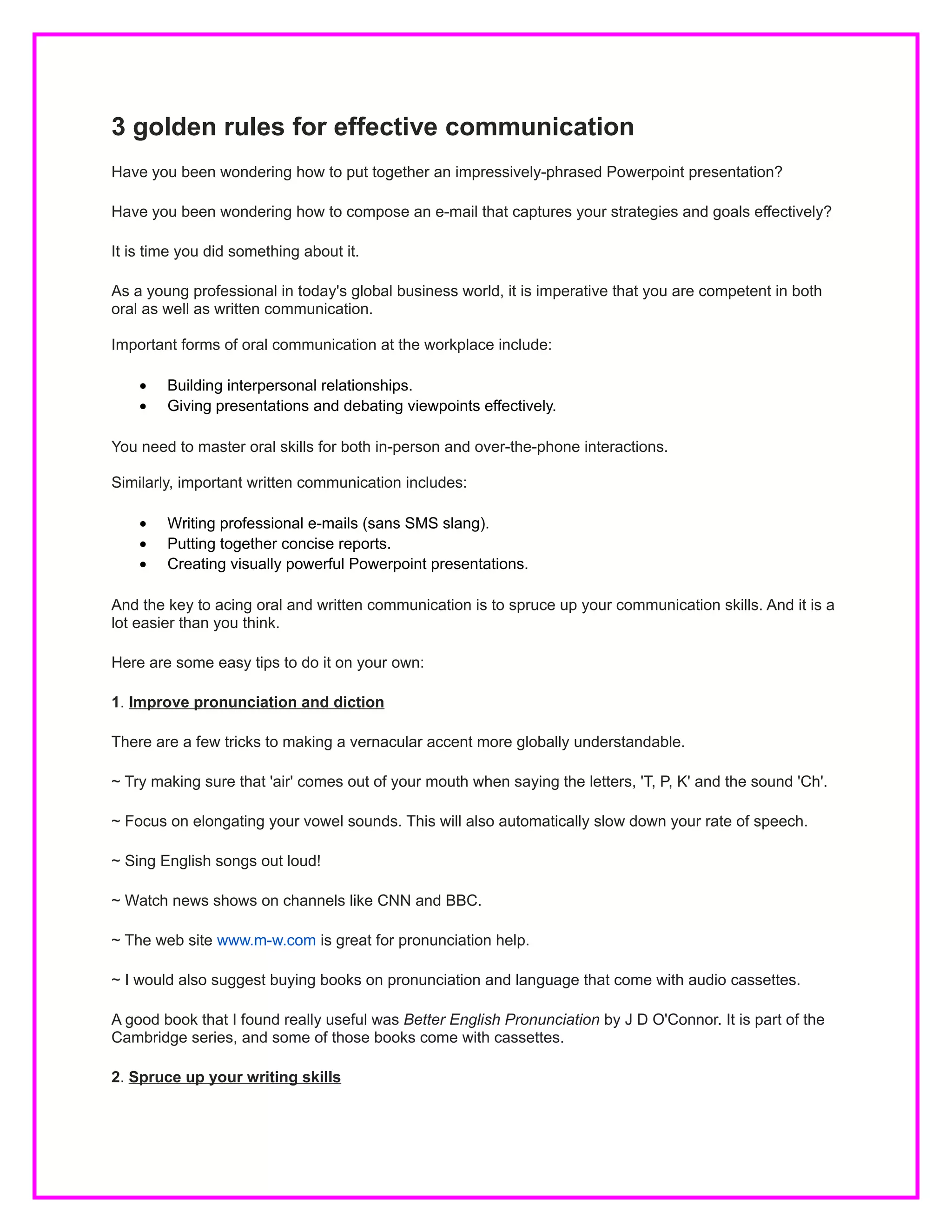 Golden Rules for Effective Communication | PDF | Email | Internet