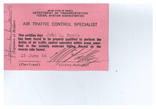 FAA Form 7220-1 Credential Card | PDF