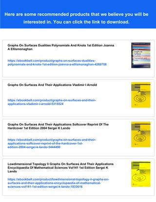 Graphs On Surfaces Bojan Mohar Carsten Thomassen | PDF