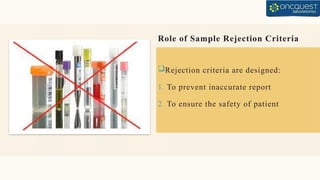 Sample Acceptance-Rejection-Criteria in lab | PPTX