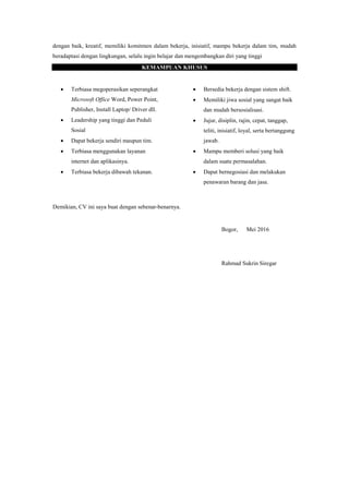 CV Terbaru RAHMAD SUKRIN SIREGAR | PDF