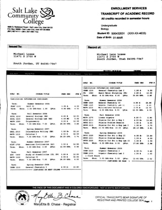 SLCC Transcripts | PDF