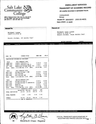 SLCC Transcripts | PDF