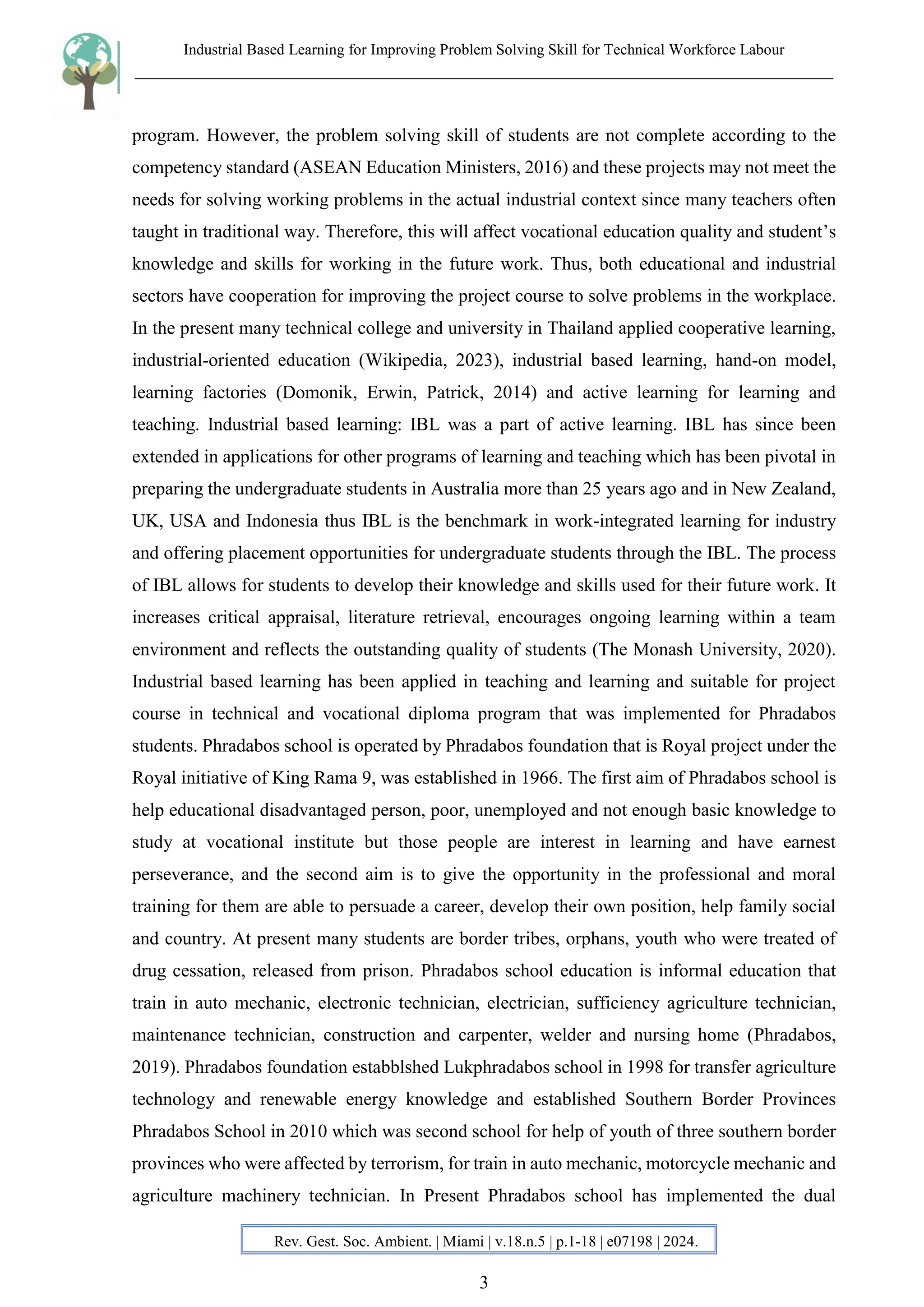 INDUSTRIAL BASED LEARNING FOR IMPROVING PROBLEM SOLVING SKILL FOR TECHNICAL WORKFORCE LABOUR | PDF