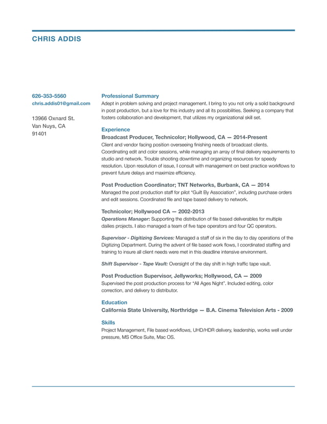 Chris Addis Resume 2016 | PDF