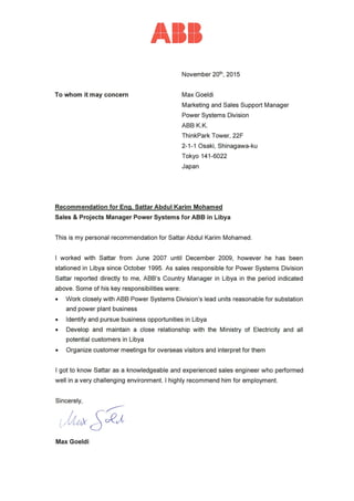 Recommendation Letter from latest LYABB Country Manager | PDF