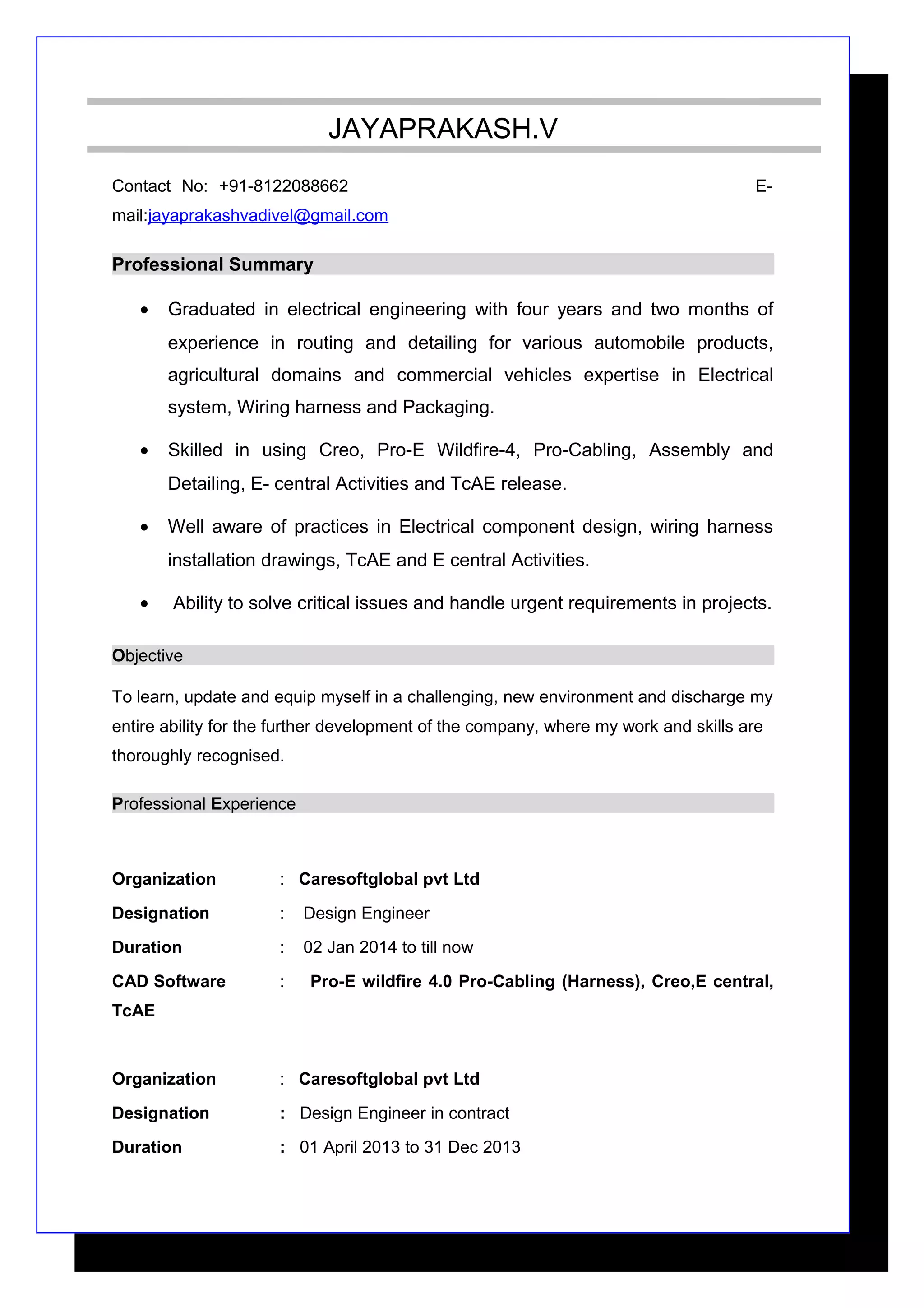 Jayaprakash Resume | DOC