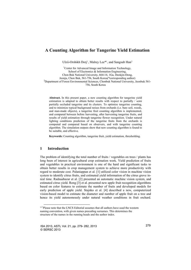 [71]a counting algorithm for tangerine yield estimation | PDF