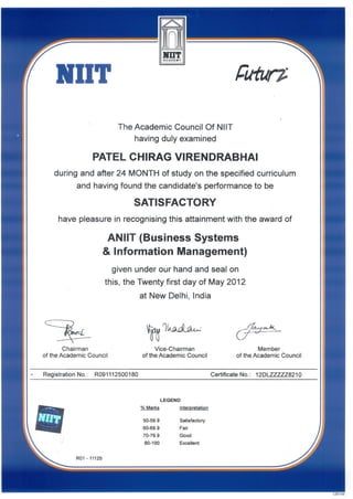 NIIT Certificate. | PDF