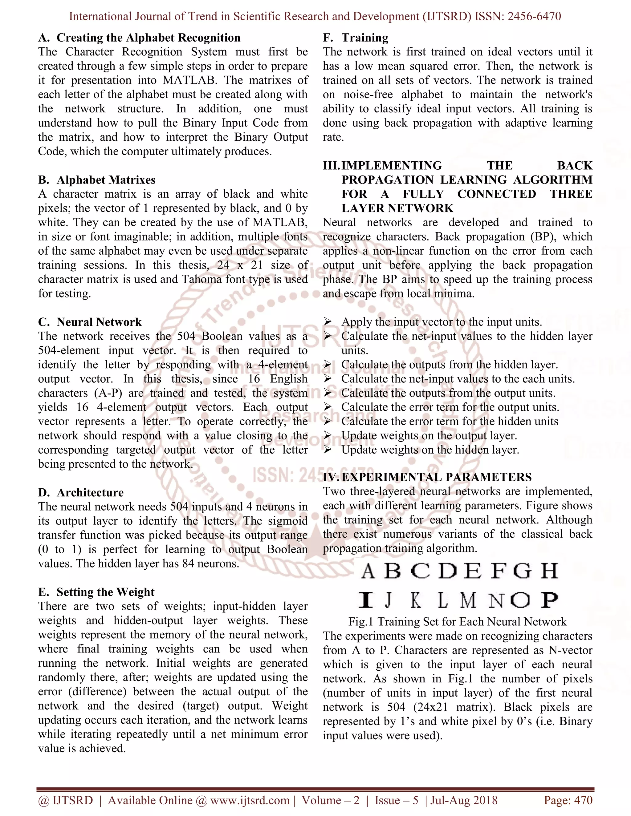 Alphabet Recognition System Based on Artifical Neural Network | PDF