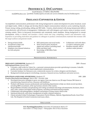 Fred DeCasperis resume Sept 2016 | PDF