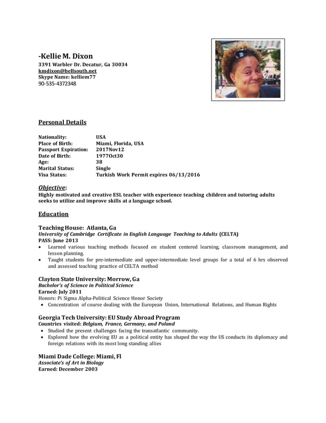 Kellie's CELTA CV LH2015 | DOCX | Education industry | Industries