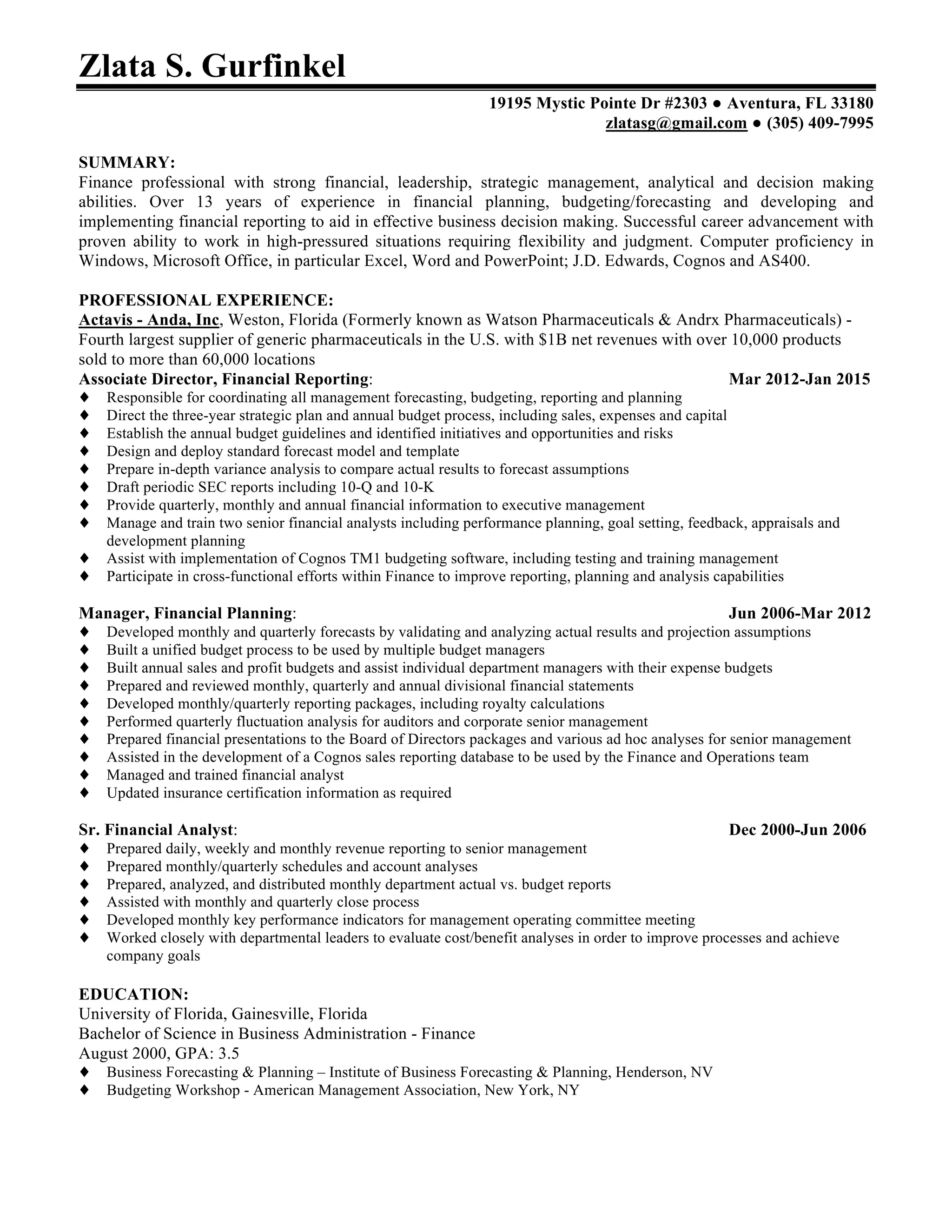 Zlata Gurfinkel Resume | PDF