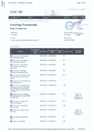 HSBC Training Transcript | PDF