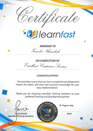 Excellent Customer Service Certificate | PDF