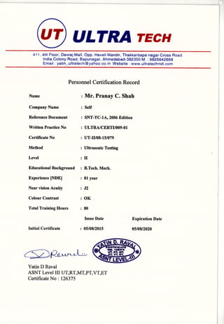 ASNT Level-II in Ultrasonic Testing | PDF