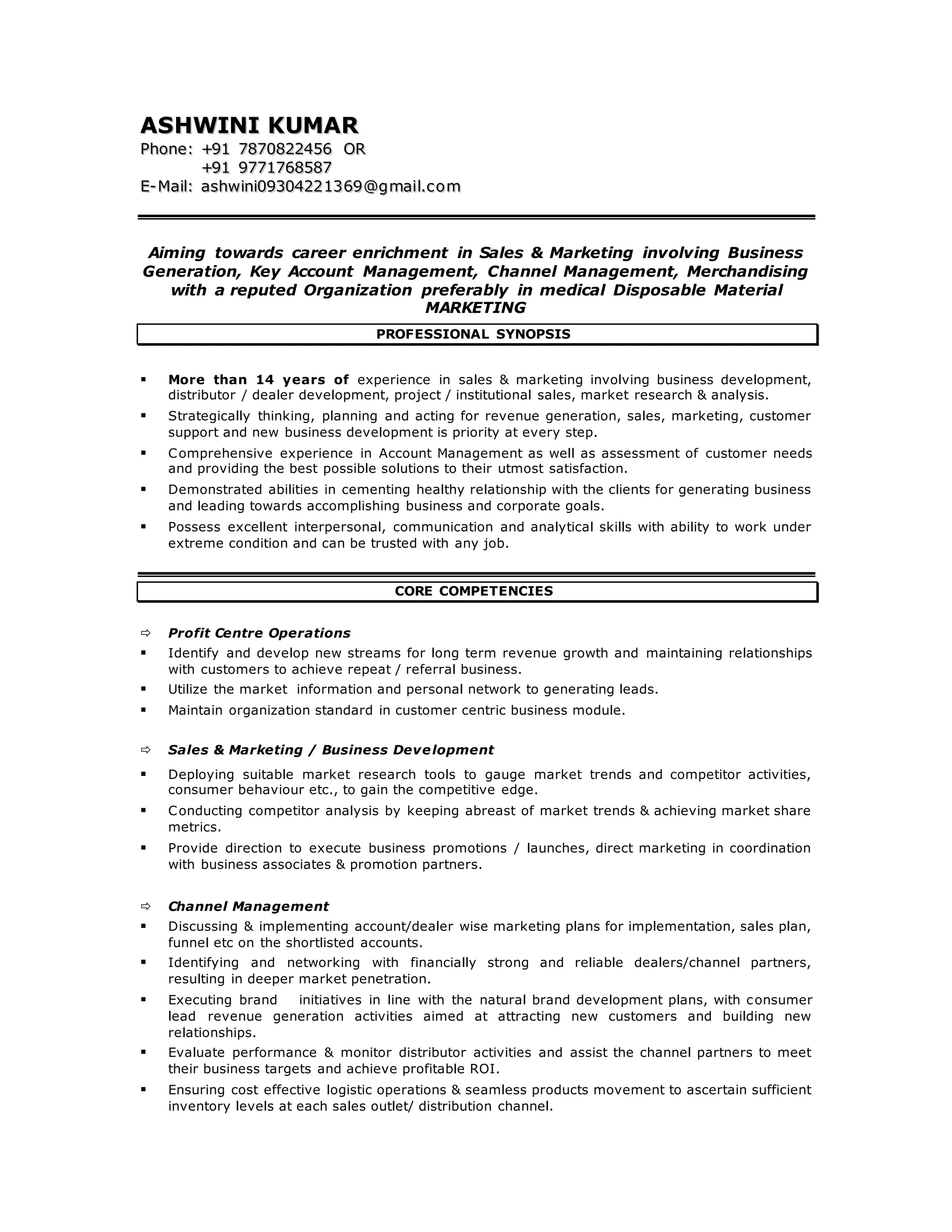 ASHWINI KUMAR NEW RESUME | DOCX