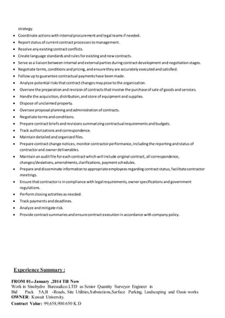 Senior Quantity Surveyor Engineer .... | PDF