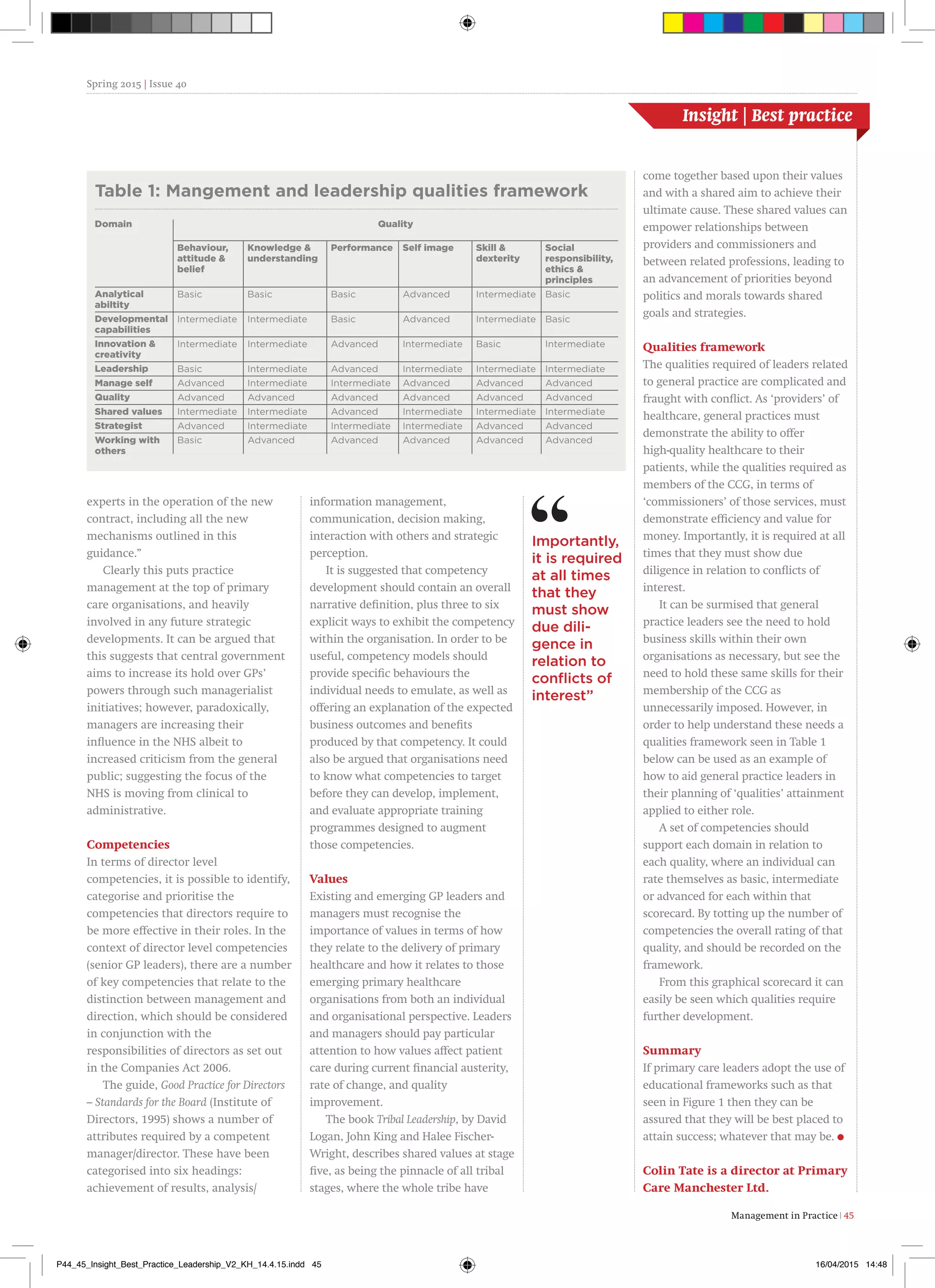 MIP 40 Colin Tate | PDF | Healthcare Industry | Industries