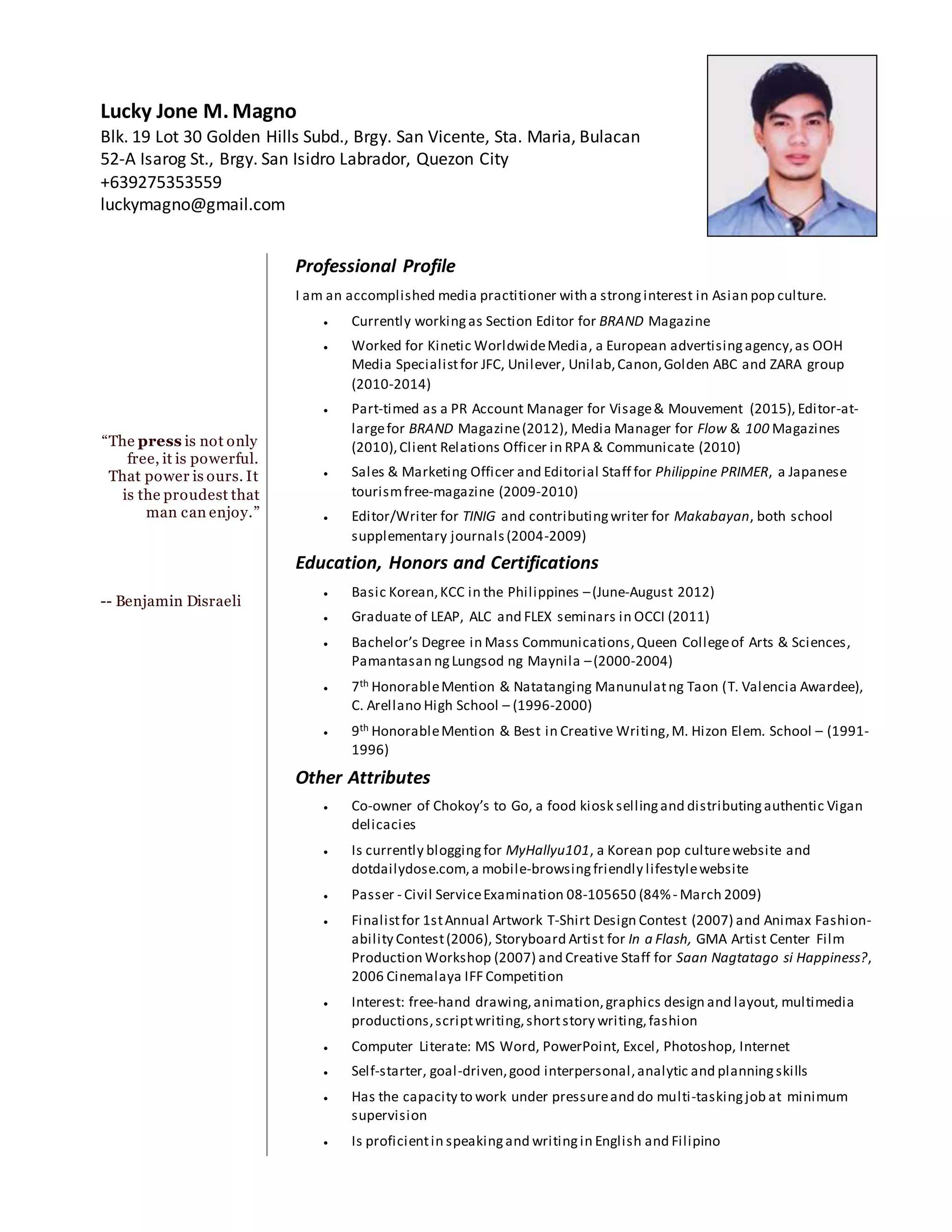 Lucky Magno - CV | PDF