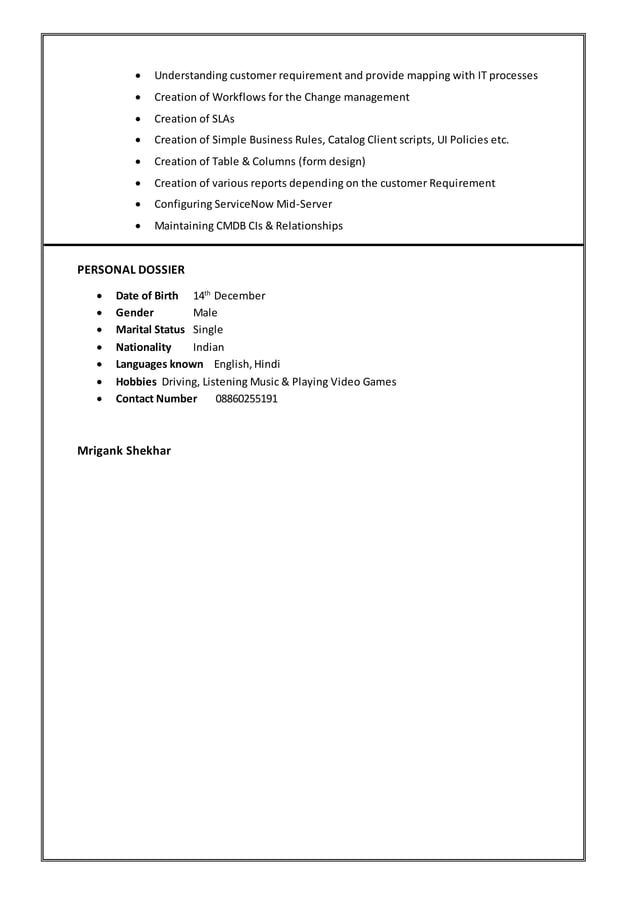 Mrigank - ServiceNow - CV | PDF