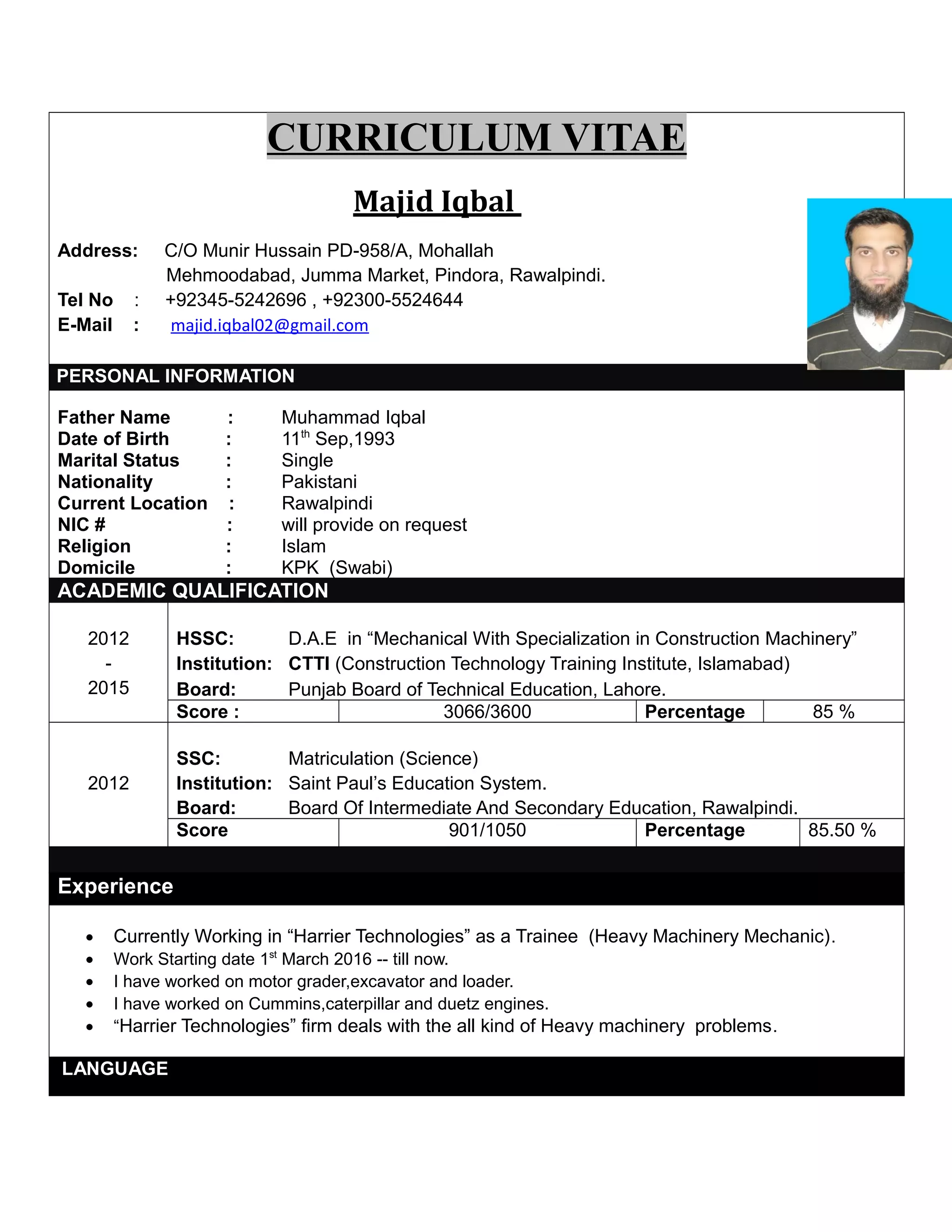 DAE Mechanical Cv | DOC