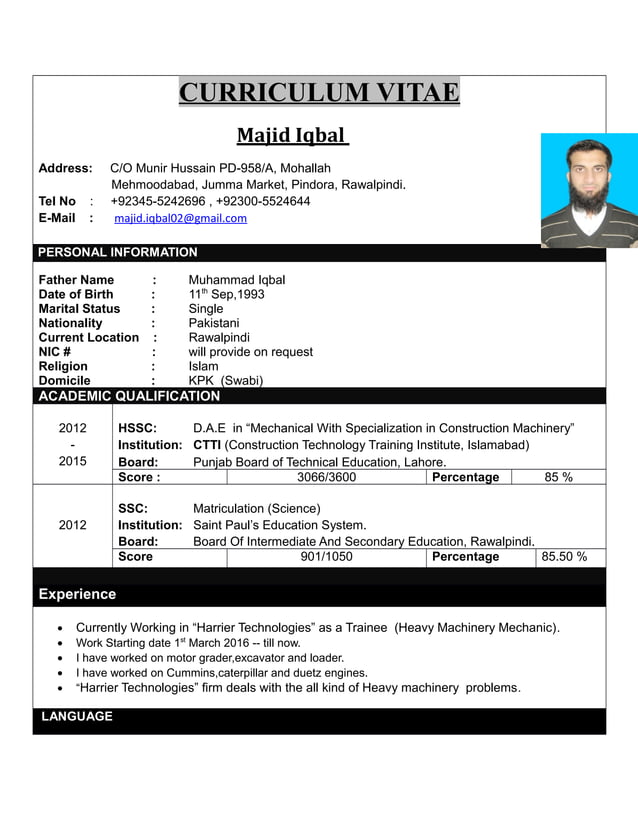 DAE Mechanical Cv | DOC