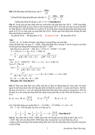 71 câu điện xoay chiều có hướng dẫn chi tiết | PDF