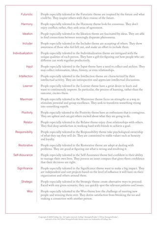 StrengthsFinder Reference Card | PDF