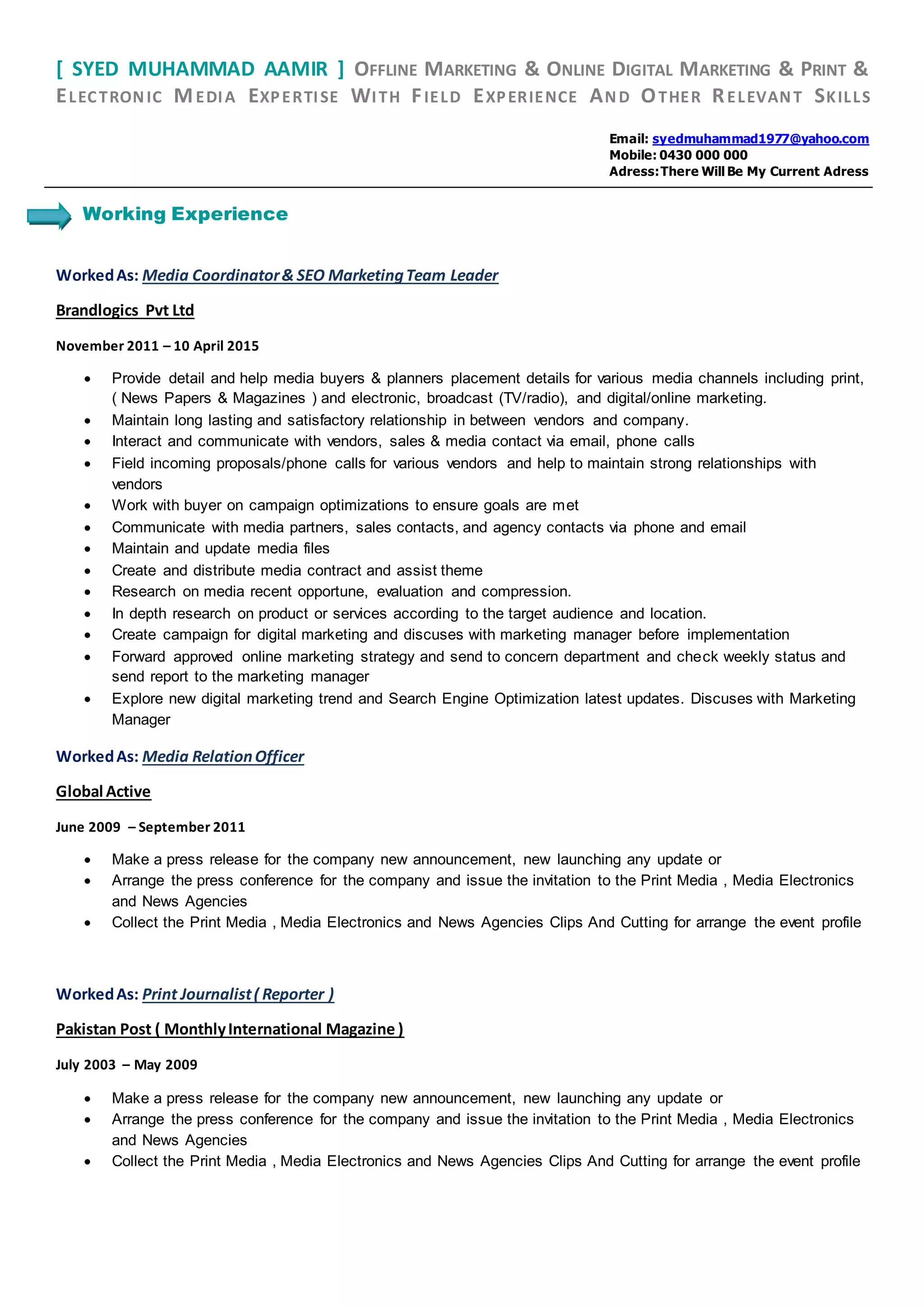 Aamir CV Final | DOCX