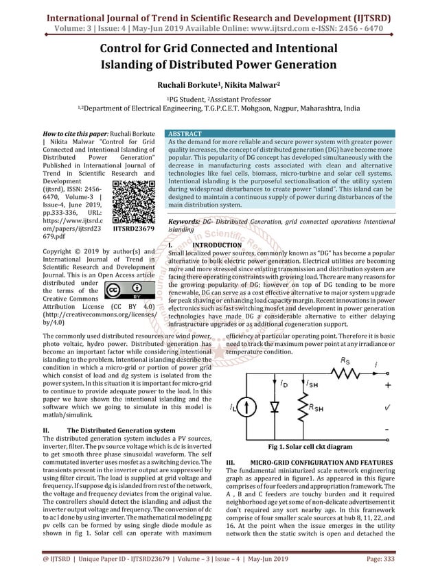 Control For Grid Connected And Intentional Islanding Of Distributed