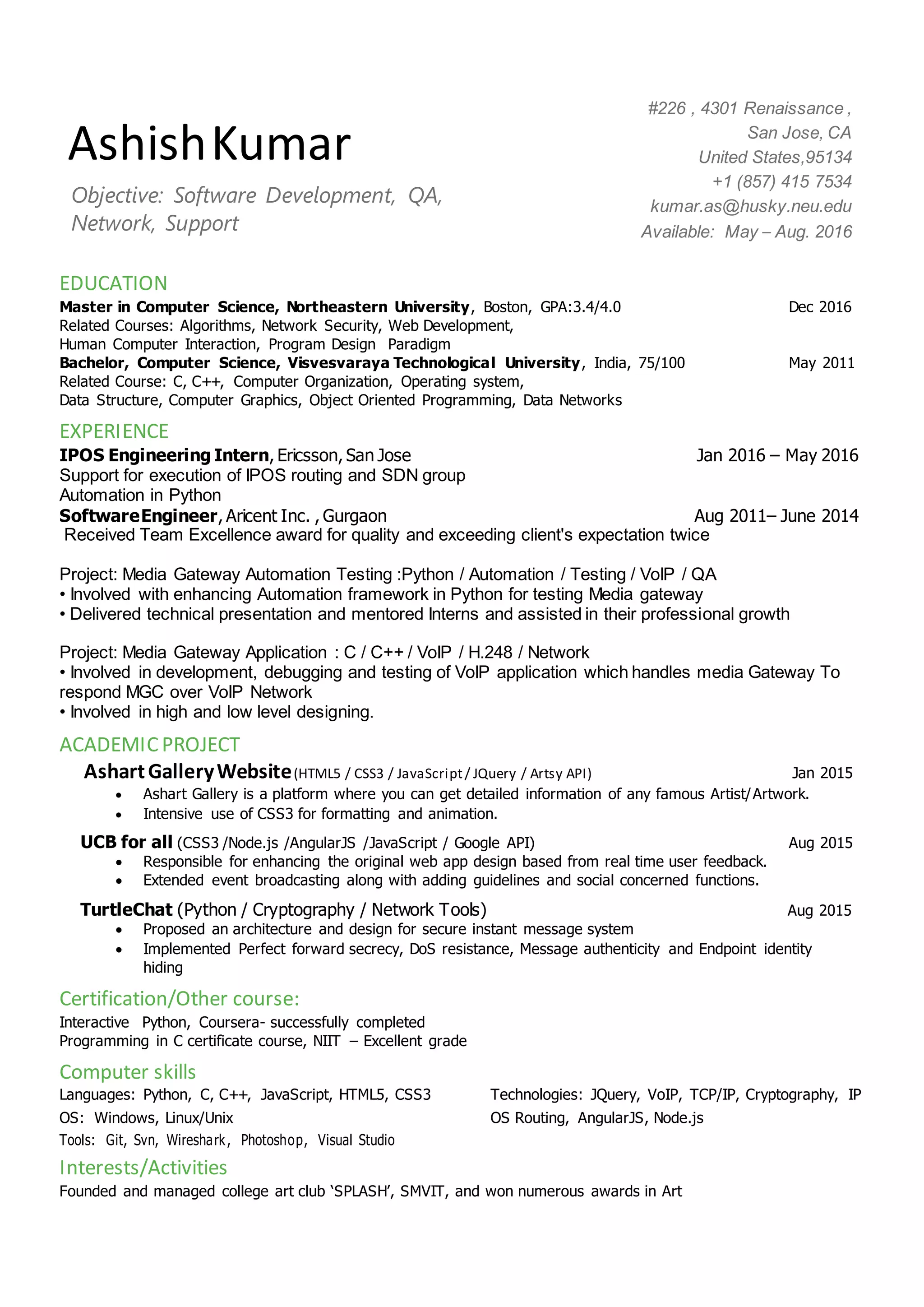 Ashish_Kumar_SD_Resume_SJ | PDF