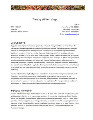 Tim Vinge Resume_Feb_2015 | DOC