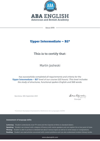 English Language certificate | PDF