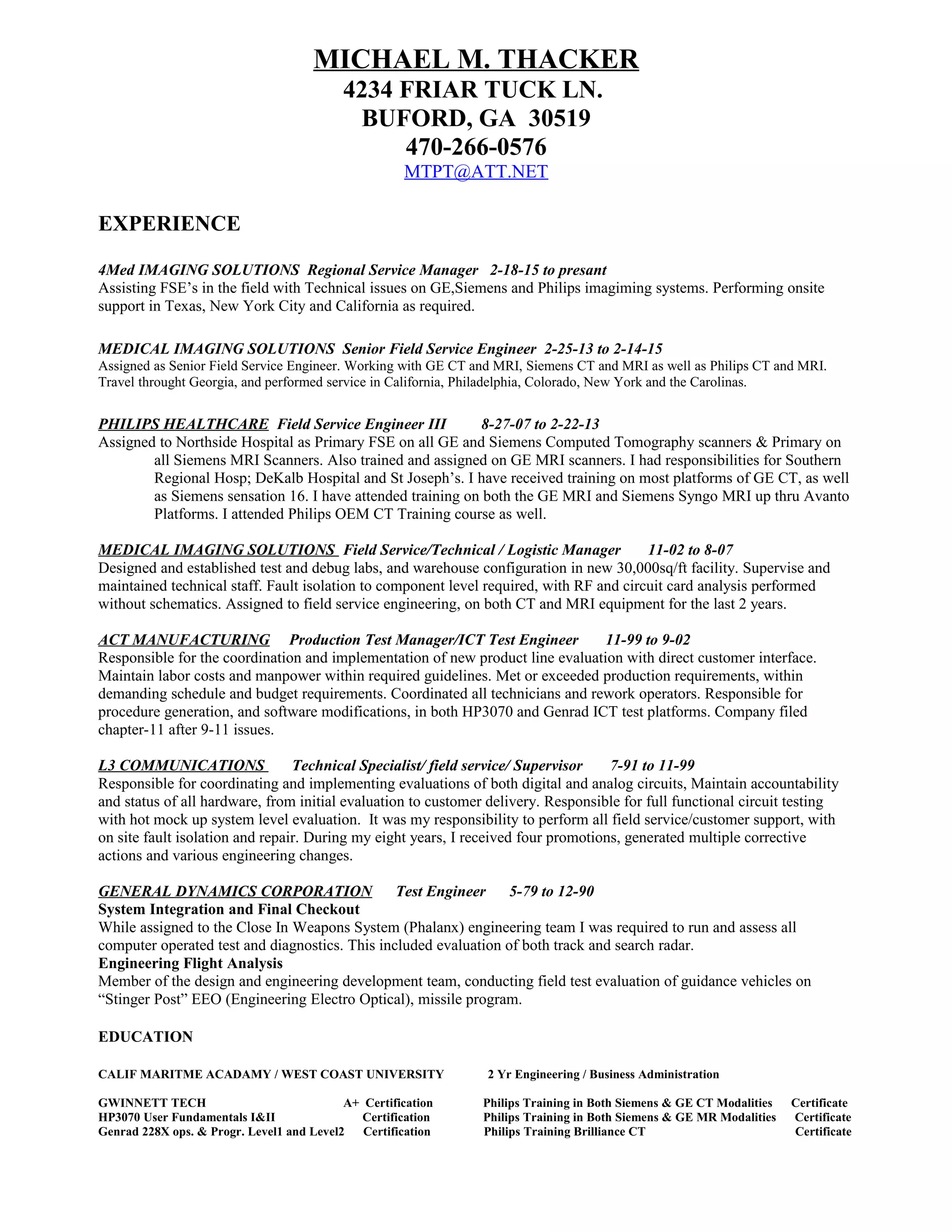 MICHAEL THACKER resume | PDF