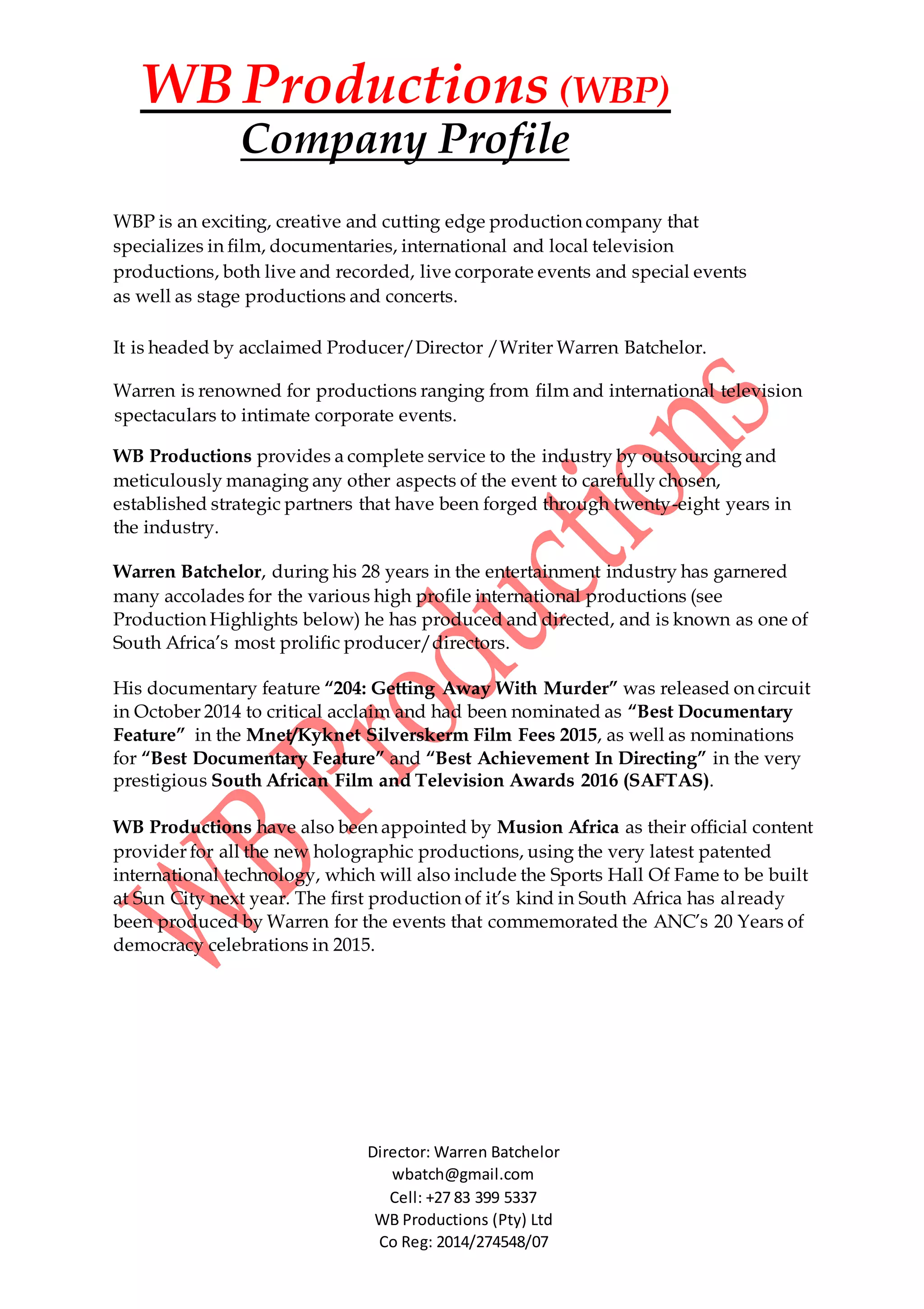 Warren Batchelor (WBP) Profile | DOCX